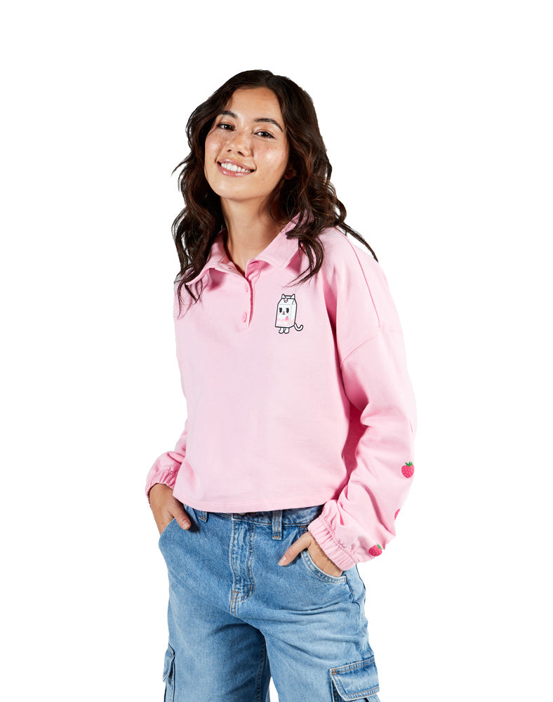 Strawberry Cat Cropped Polo Sweatshirt – tokidoki